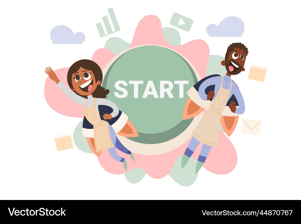 Flat design hand drawn people starting business Vector Image
