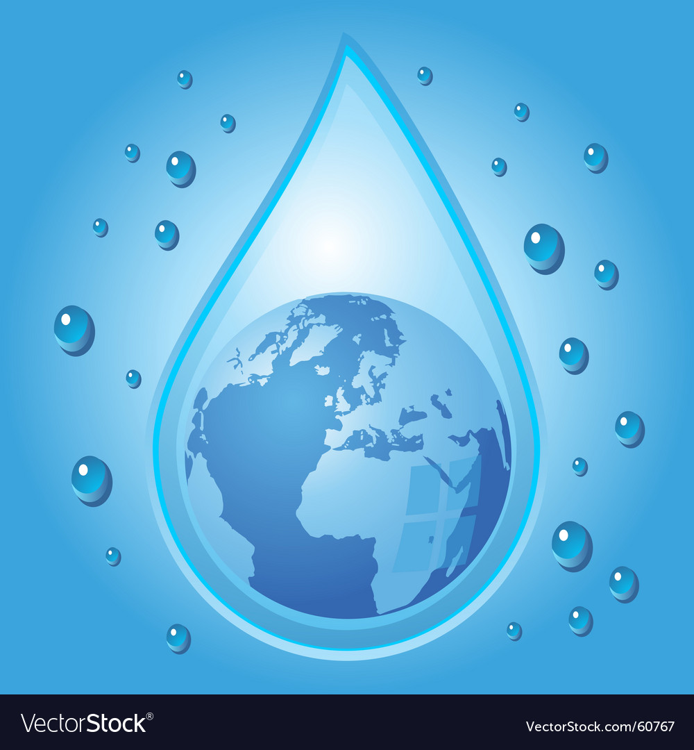 Globe inside water drop Royalty Free Vector Image