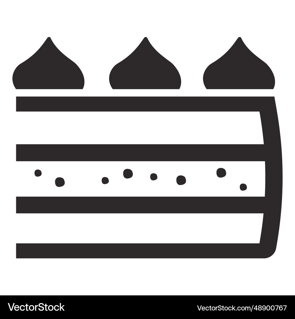Layered piece of cake black Royalty Free Vector Image