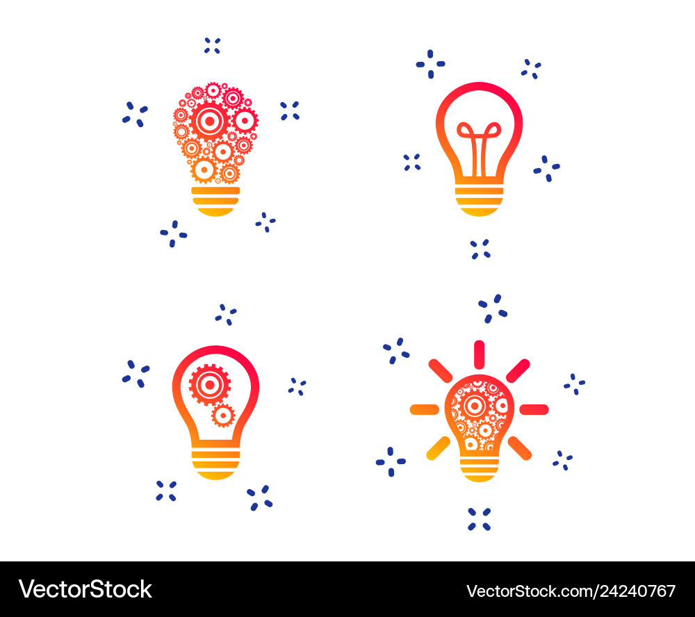 Light lamp icons energy saving symbols Royalty Free Vector