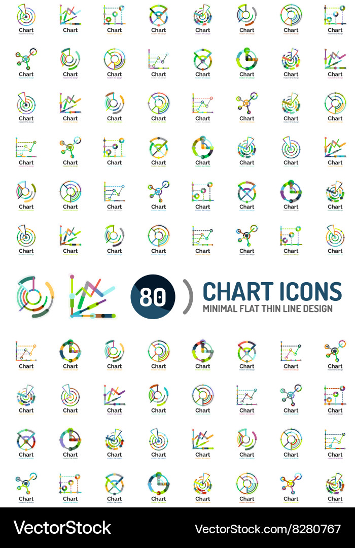 Mega collection of chart business logos Royalty Free Vector