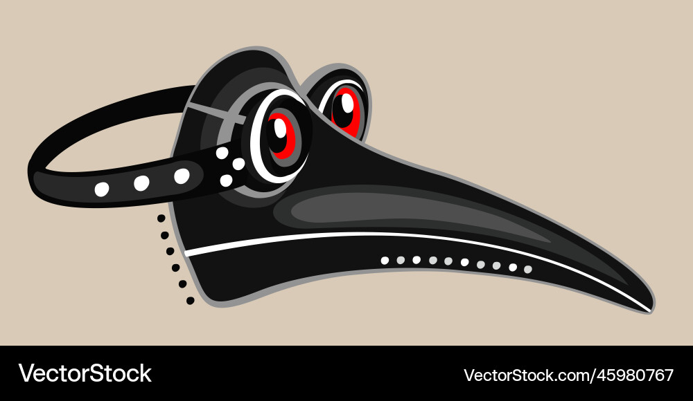 Plague doctor mask isolated black Royalty Free Vector Image