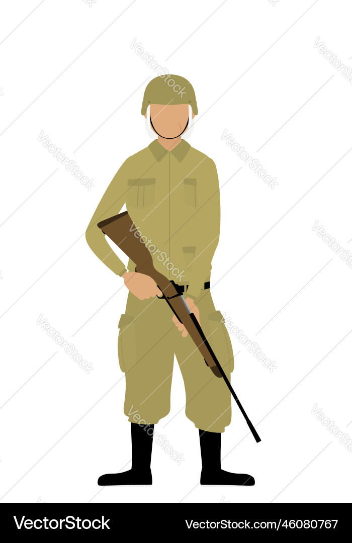Senior female soldier pose standing guard Vector Image