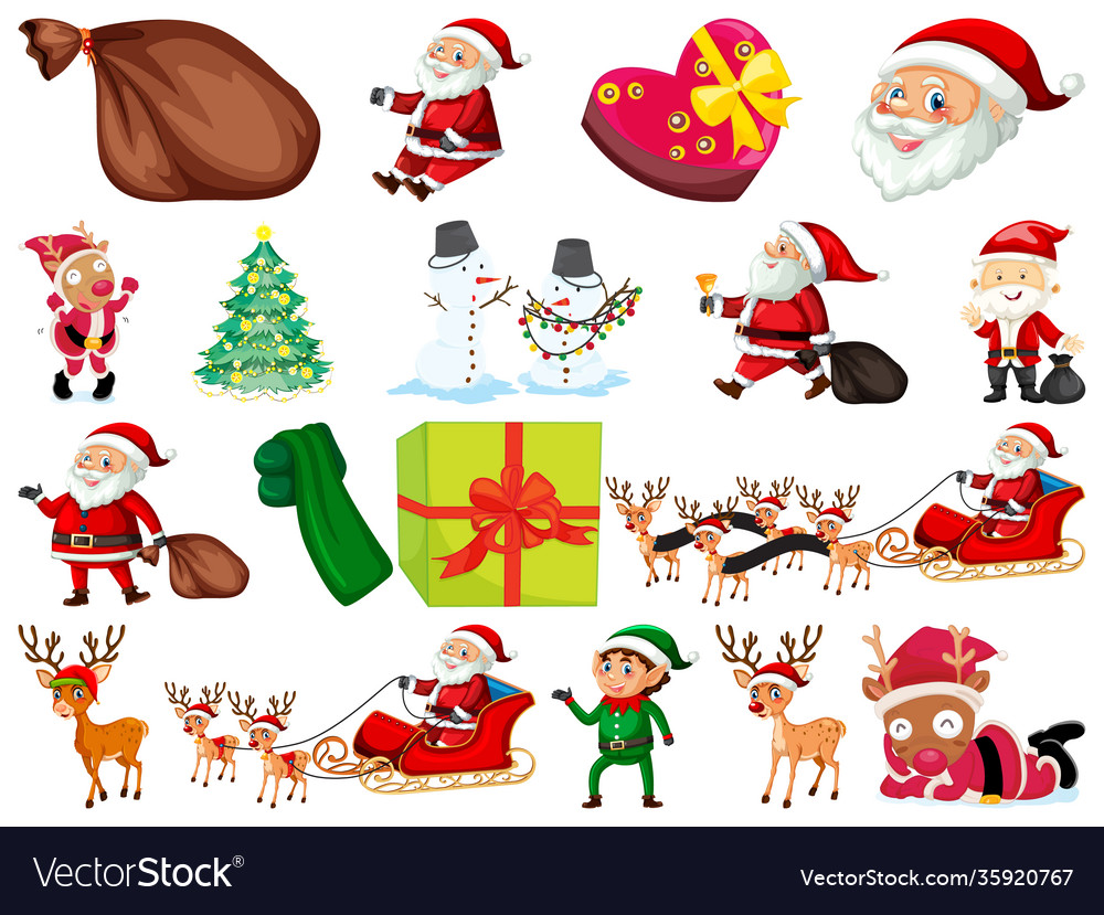 Set santa claus cartoon character Royalty Free Vector Image