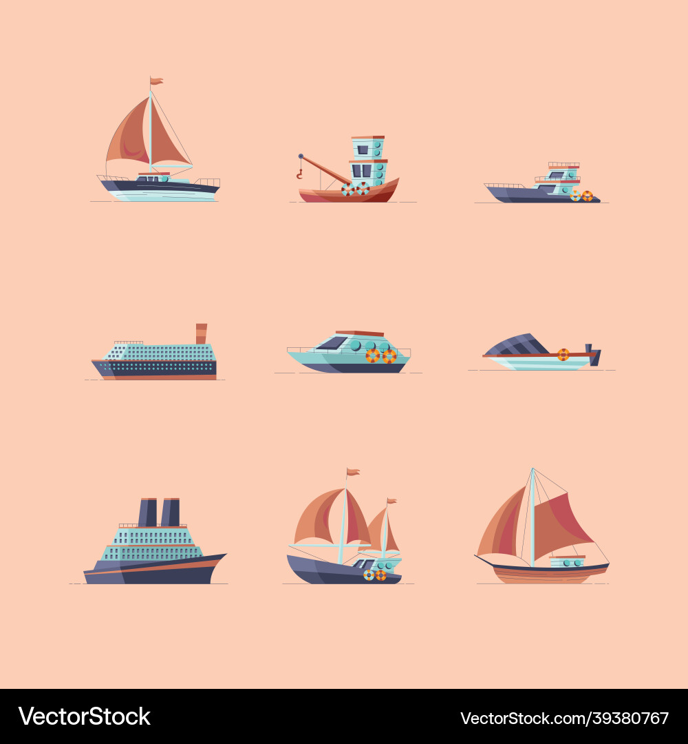 Ships and boats icon group Royalty Free Vector Image