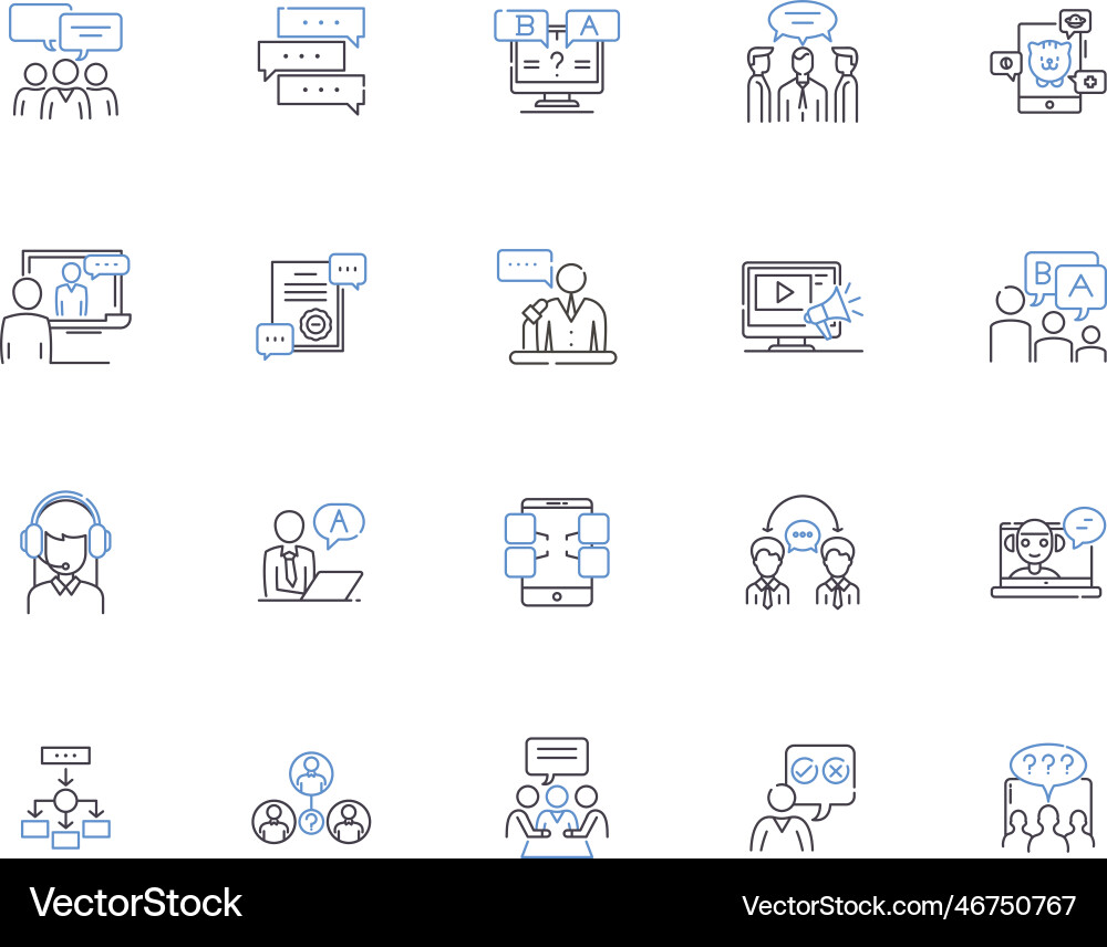 Speech outline icons collection speaking oratory Vector Image