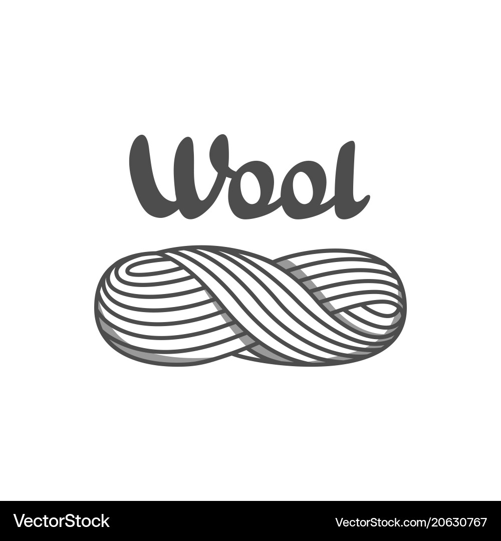 Wool emblem with with skein yarn label Royalty Free Vector