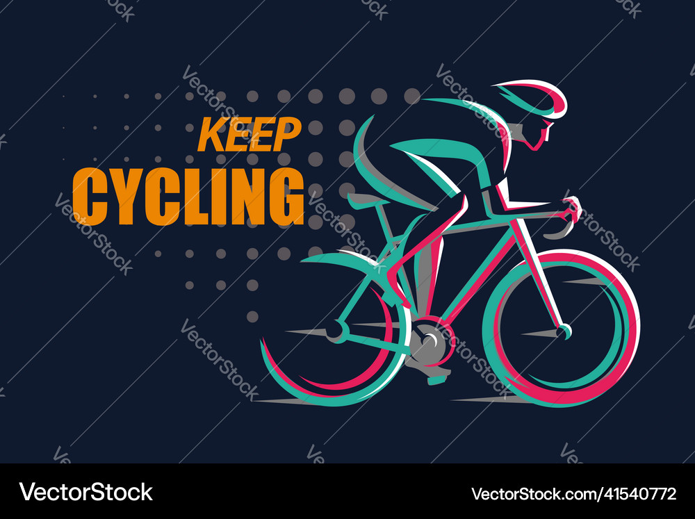 Cycling race stylized symbol outlined cyclist Vector Image