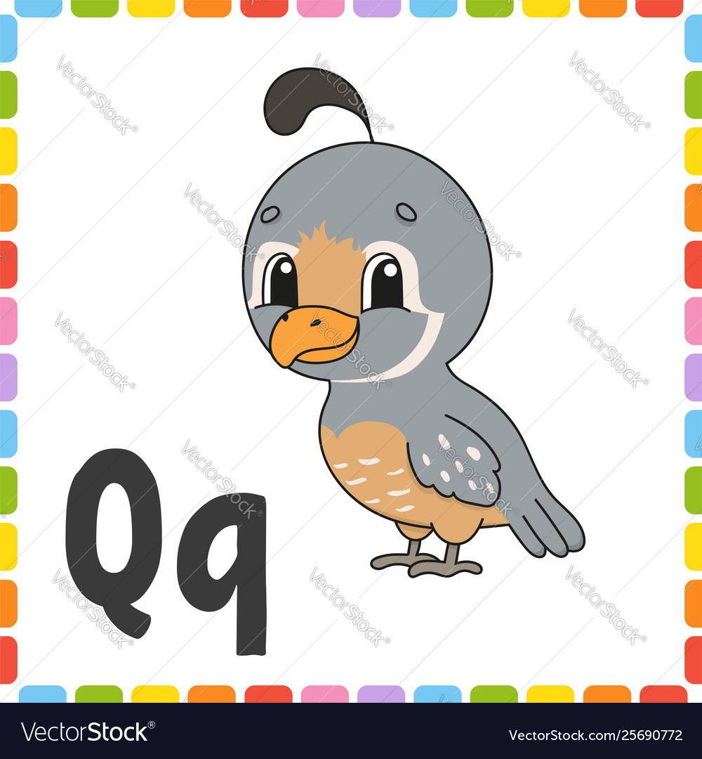Funny alphabet abc flash cards cartoon cute Vector Image
