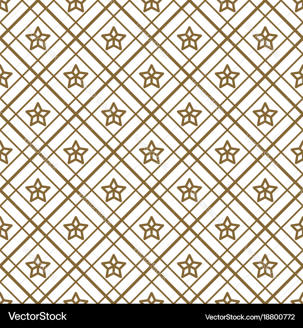Gold and white checkered stars seamless Royalty Free Vector