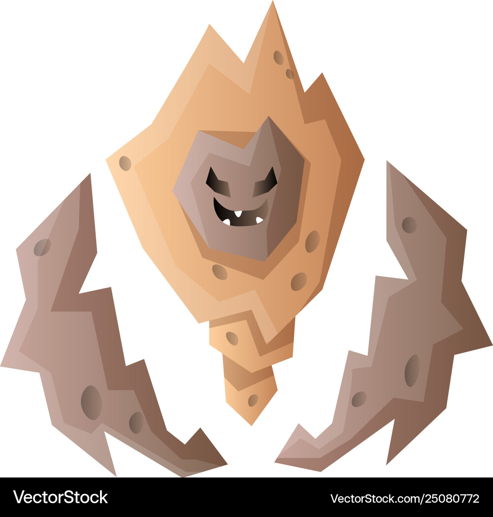 Golem stone rock monster angry emotion hands Vector Image