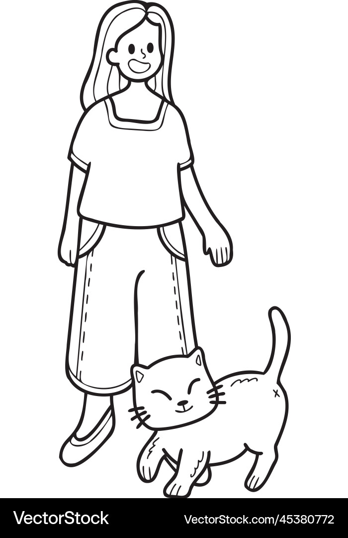 Hand drawn cat begging owner in doodle style Vector Image