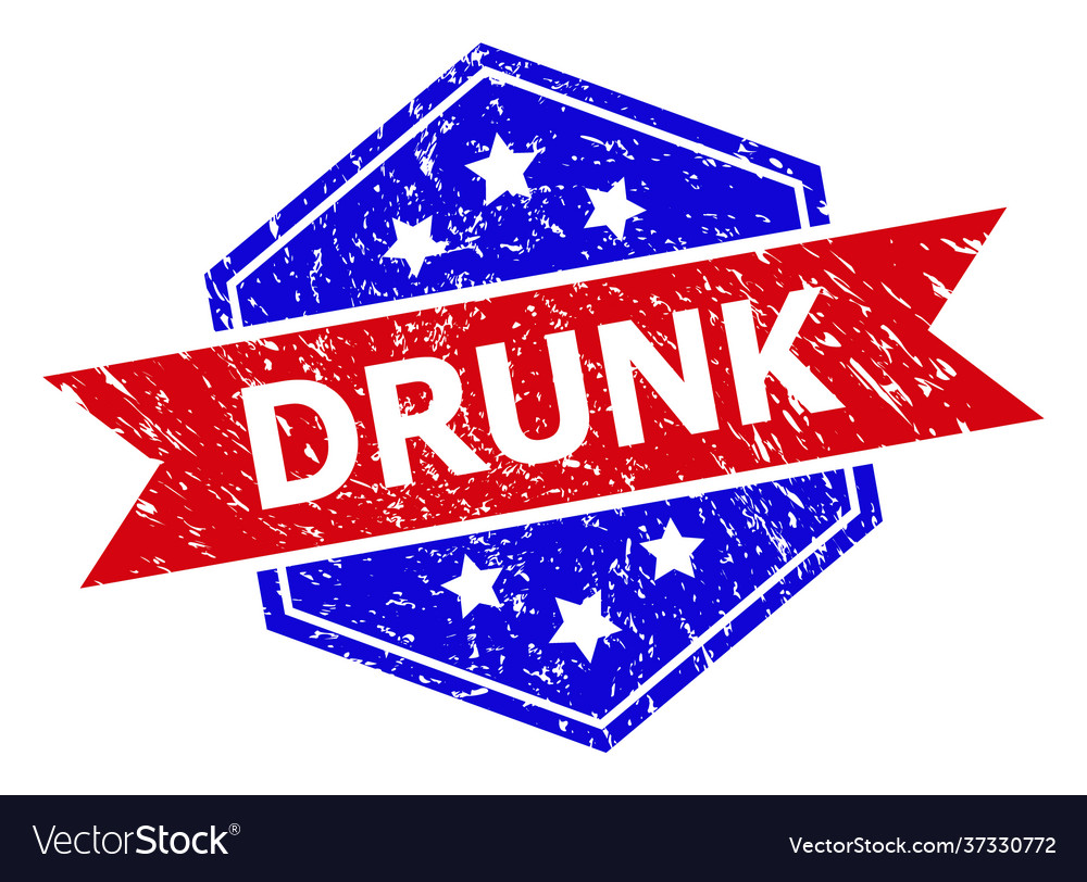 Hexagonal bicolor drunk stamp seal with corroded Vector Image Hexagonal bicolor drunk stamp seal with corroded Vector Image