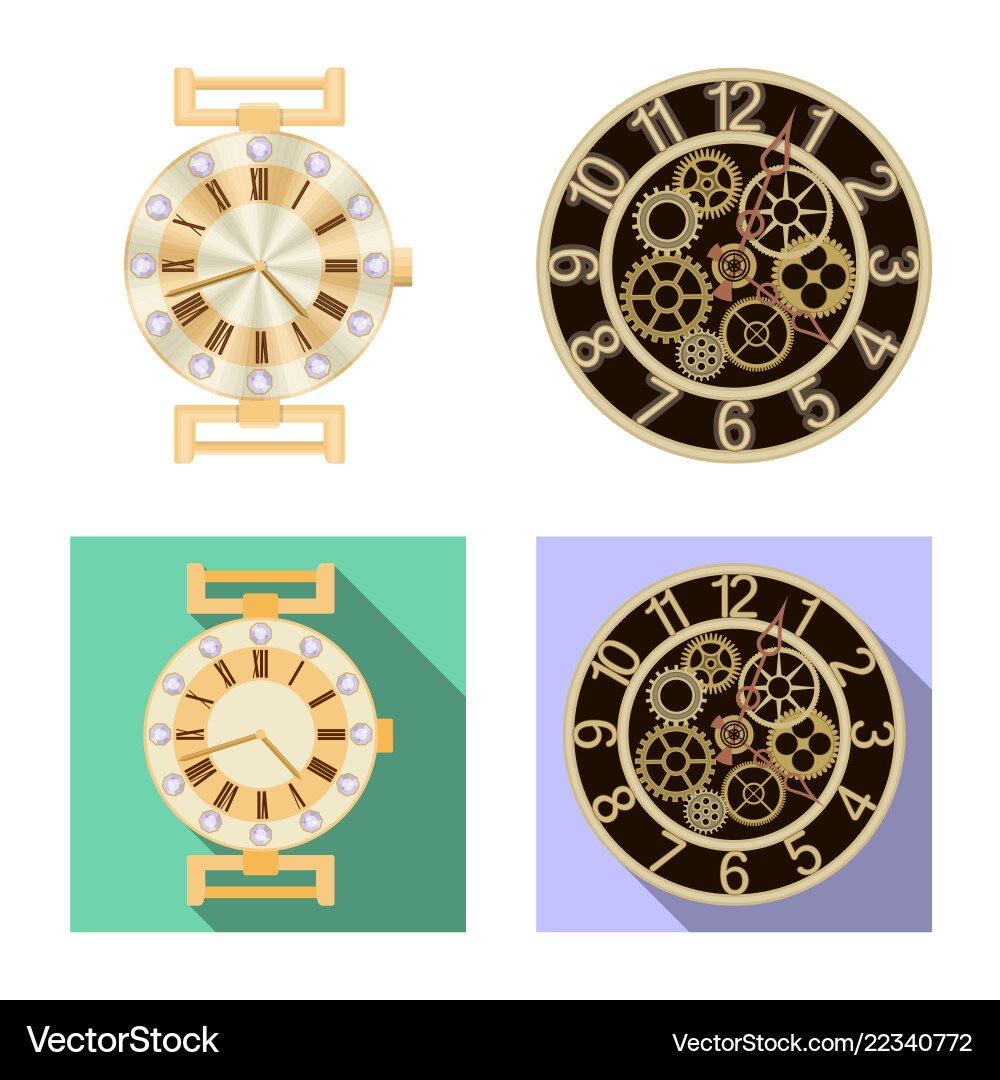 Isolated object of clock and time sign set Vector Image