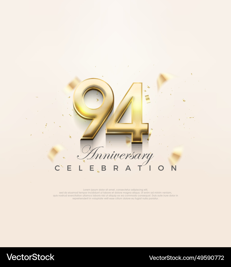 Modern gold 94th anniversary premium design Vector Image