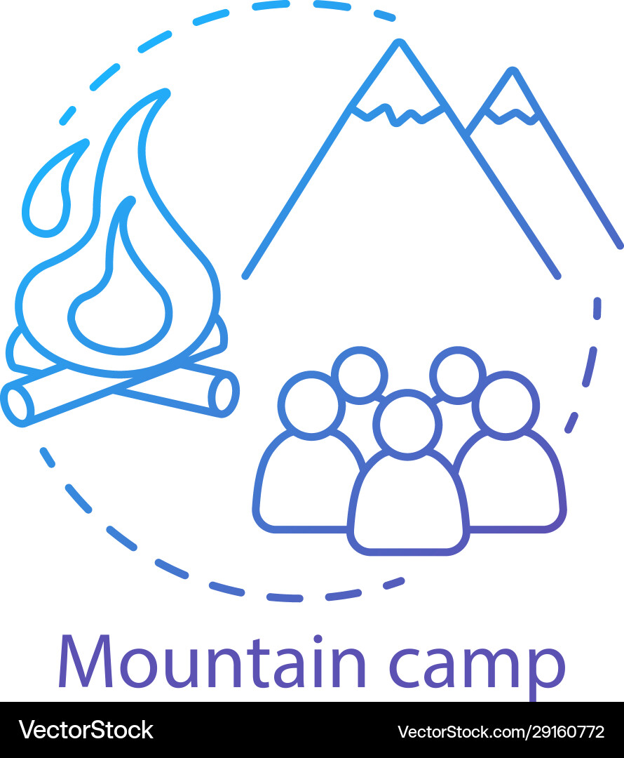 Mountain camp concept icon summer hiking and Vector Image