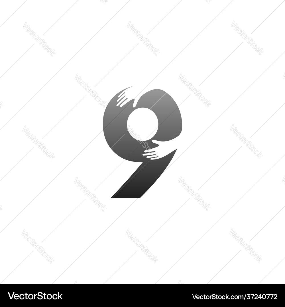 Number 9 logo icon with hand design symbol Vector Image