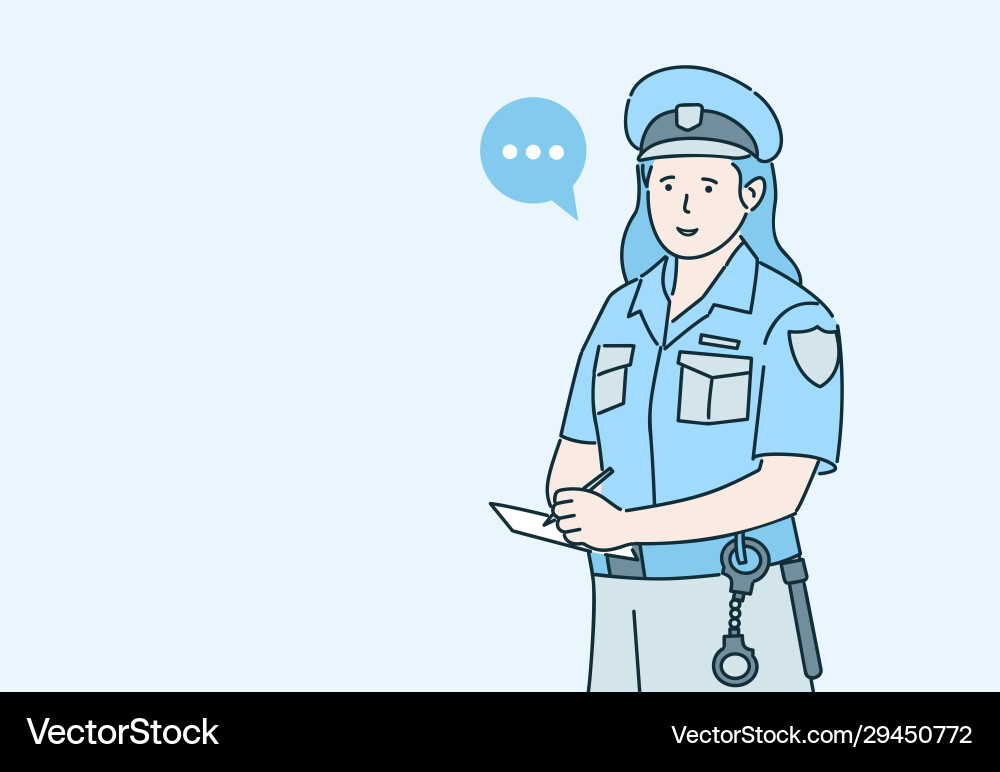 Policewoman issuing a fines Royalty Free Vector Image