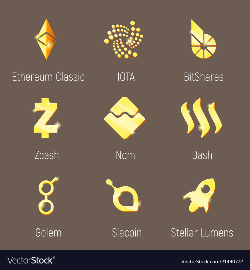 Popular cripto currency logo set Royalty Free Vector Image