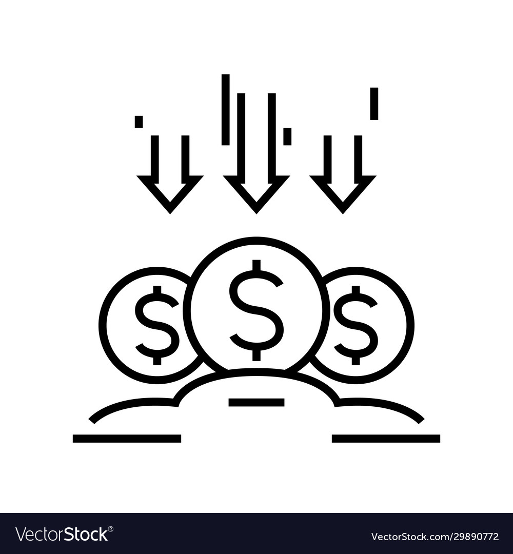 Profit decrease line icon concept sign outline Vector Image