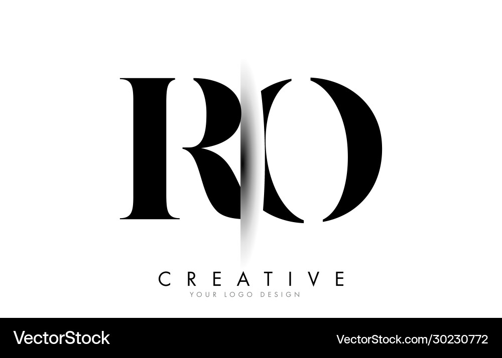 Ro r o letter logo with creative shadow cut design