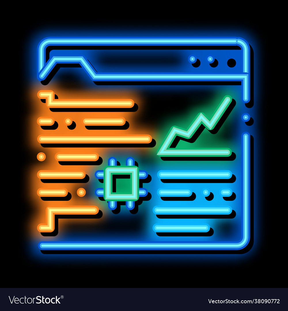 Robotic process automation neon glow icon Vector Image