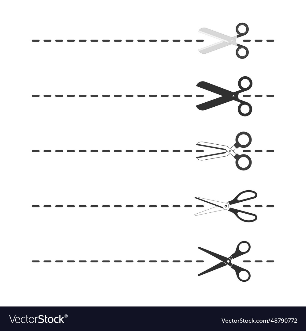 Scissors with cut lines Royalty Free Vector Image