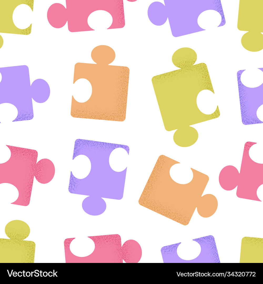 Seamless pattern cartoon puzzle pieces Royalty Free Vector