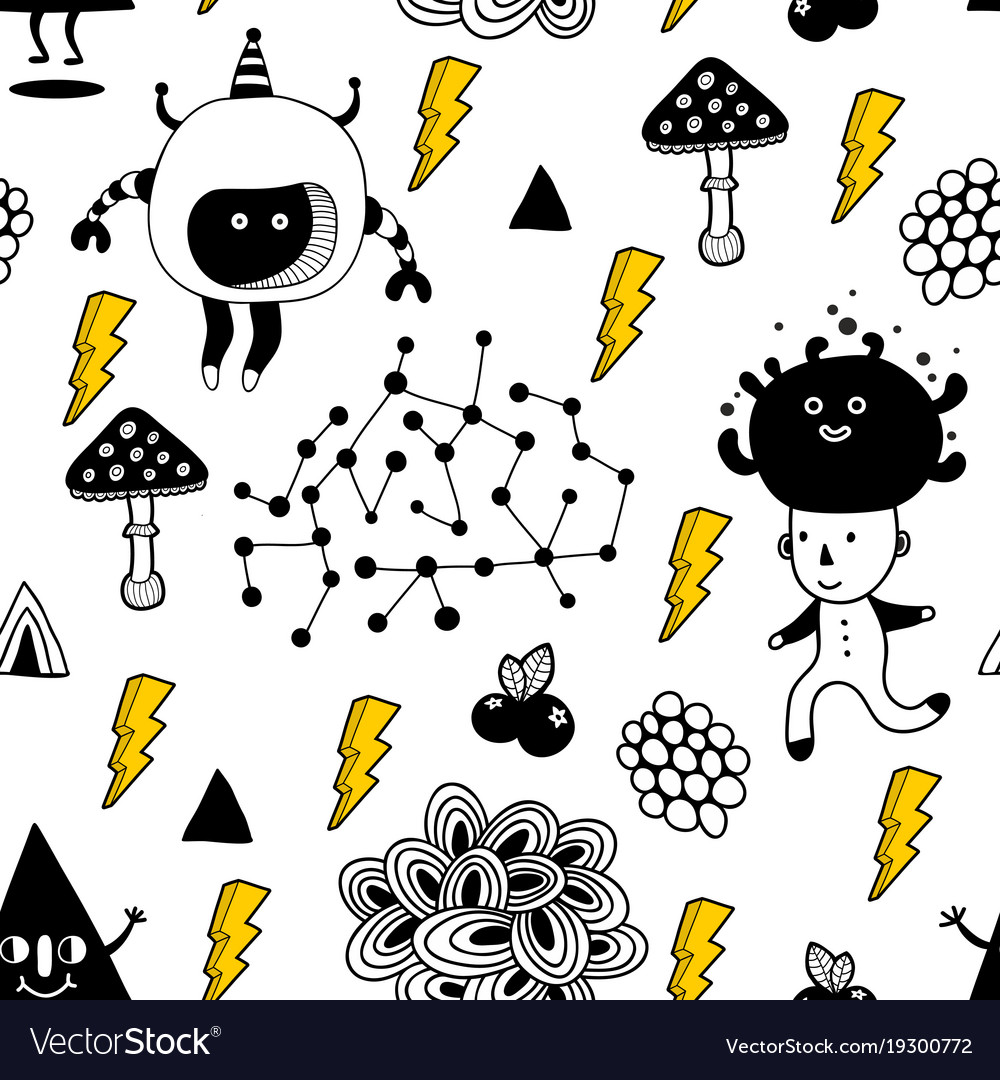 Seamless pattern with strange creatures Royalty Free Vector