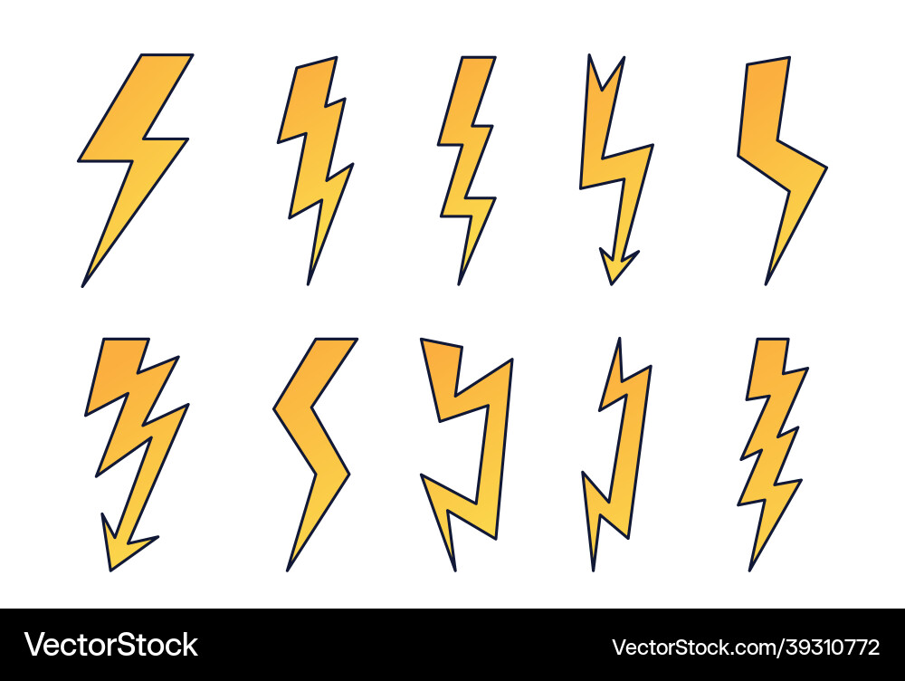 Set of cartoon lightning Royalty Free Vector Image