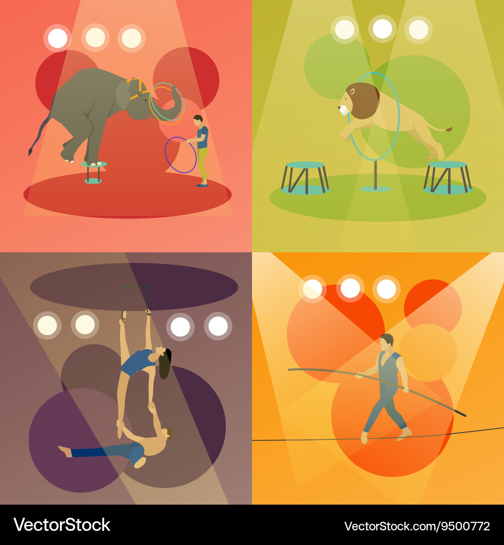 Set of circus concept banners acrobats Royalty Free Vector