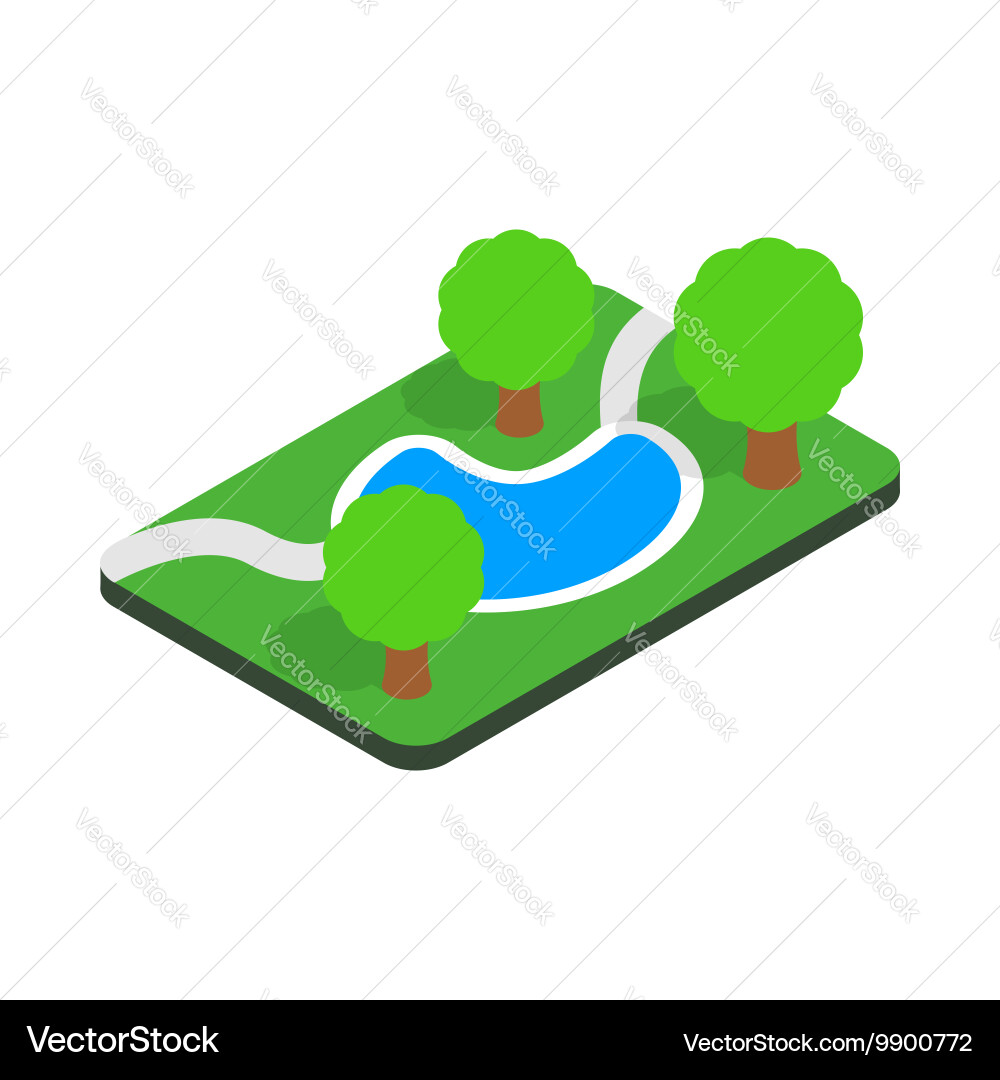 Small pond in park icon isometric 3d style Vector Image