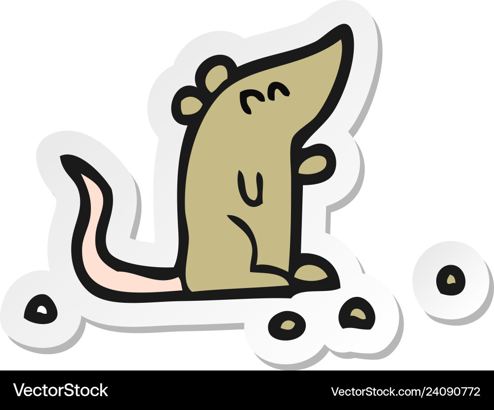 Sticker of a cartoon mouse Royalty Free Vector Image