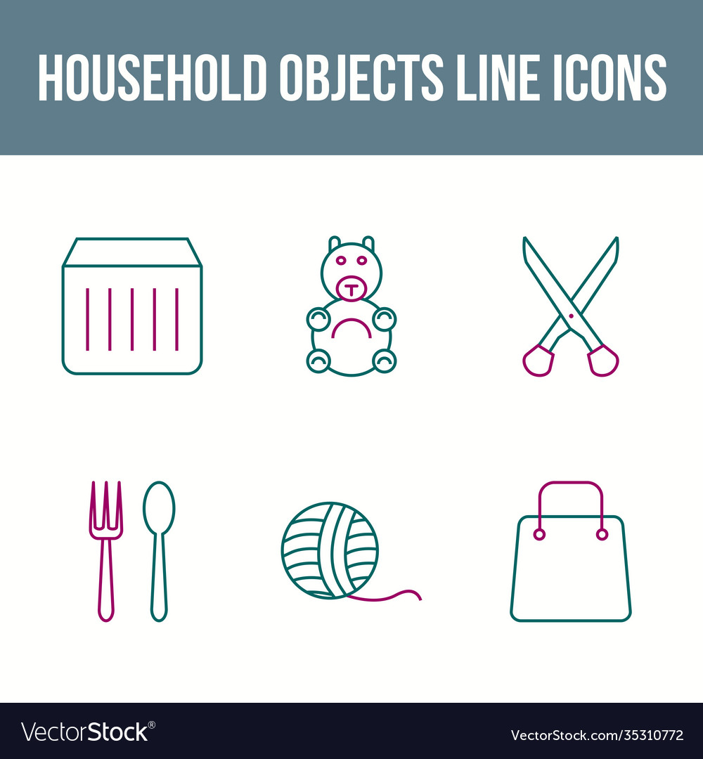 Unique household objects icon set Royalty Free Vector Image