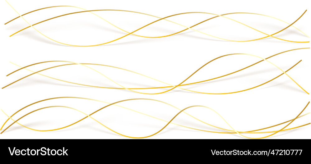 3d wavy gold lines swoosh on white background Vector Image