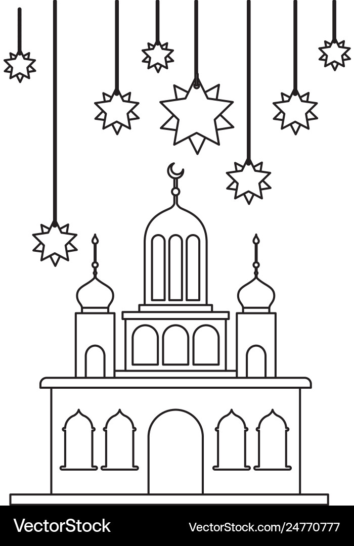 Arabic castle with moon and stars hanging Vector Image