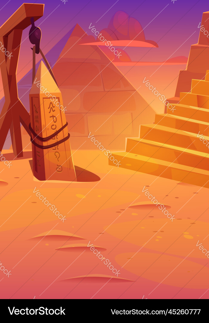 Archeology excavation next to ancient pyramid Vector Image