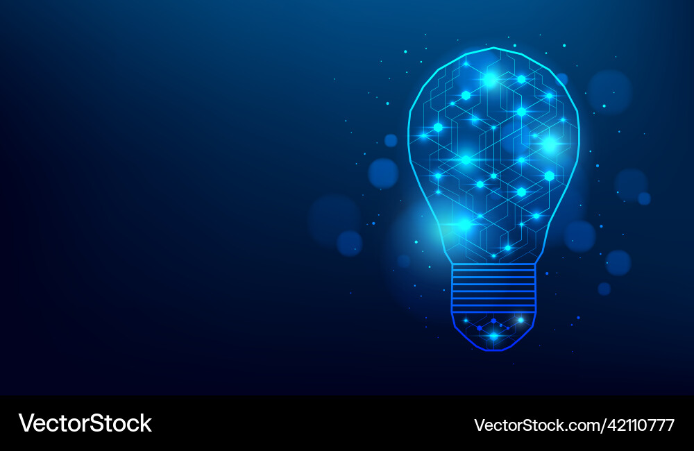 Blue glowing light bulb of an artificial Vector Image