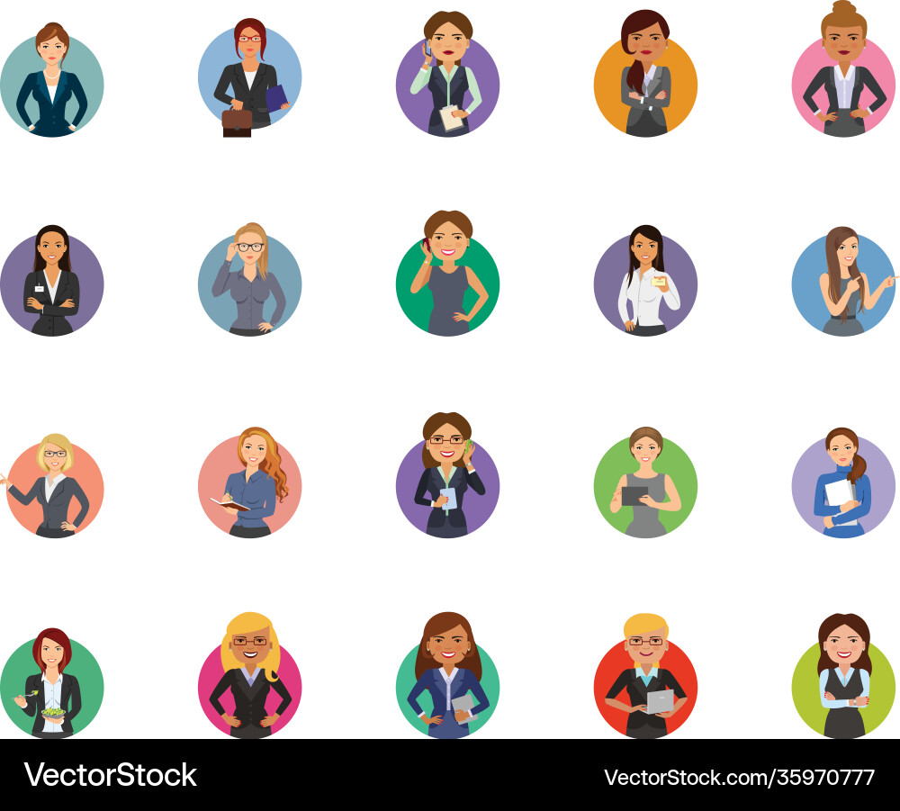 Businesswoman icon set Royalty Free Vector Image