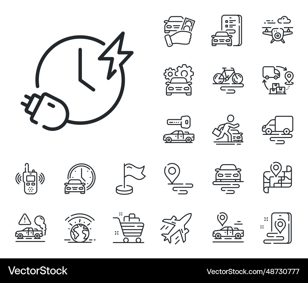 Charging time line icon charge accumulator sign Vector Image