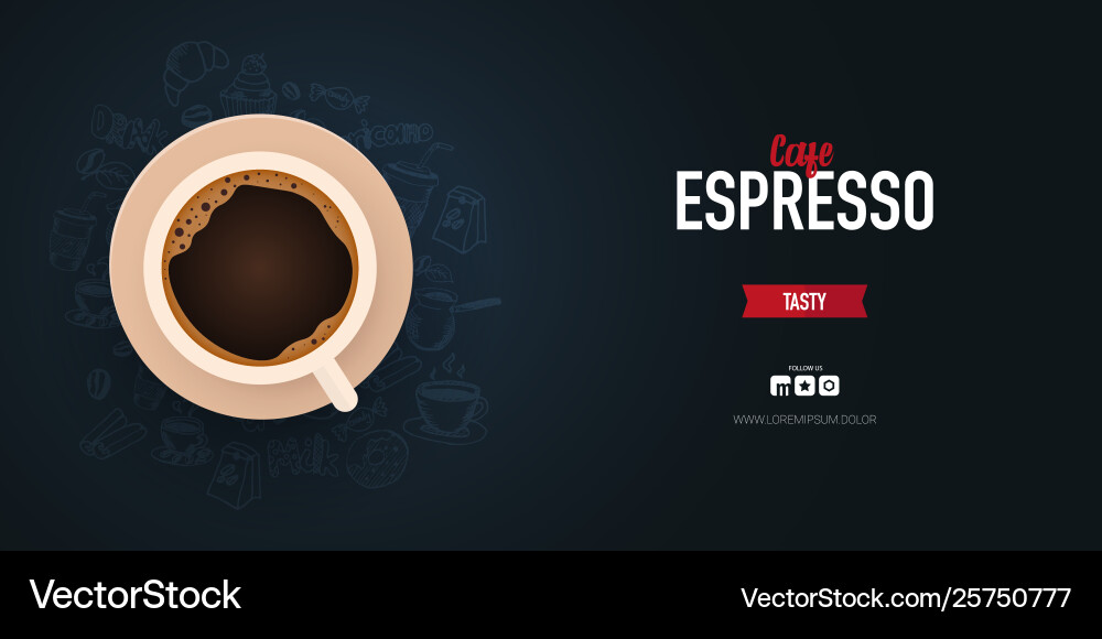 Coffee ads with cup and hand draw doodle Vector Image
