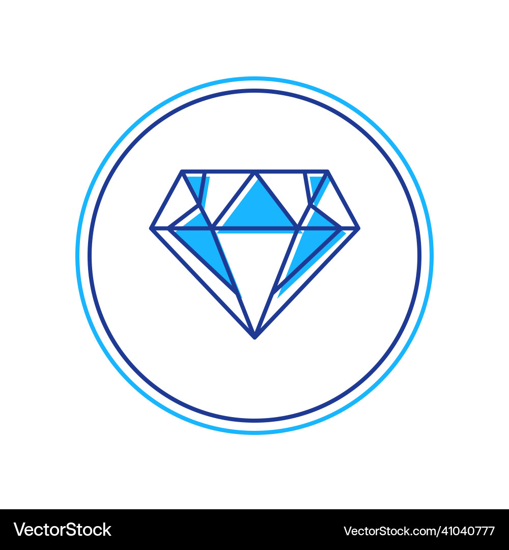 Filled outline diamond icon isolated on white Vector Image