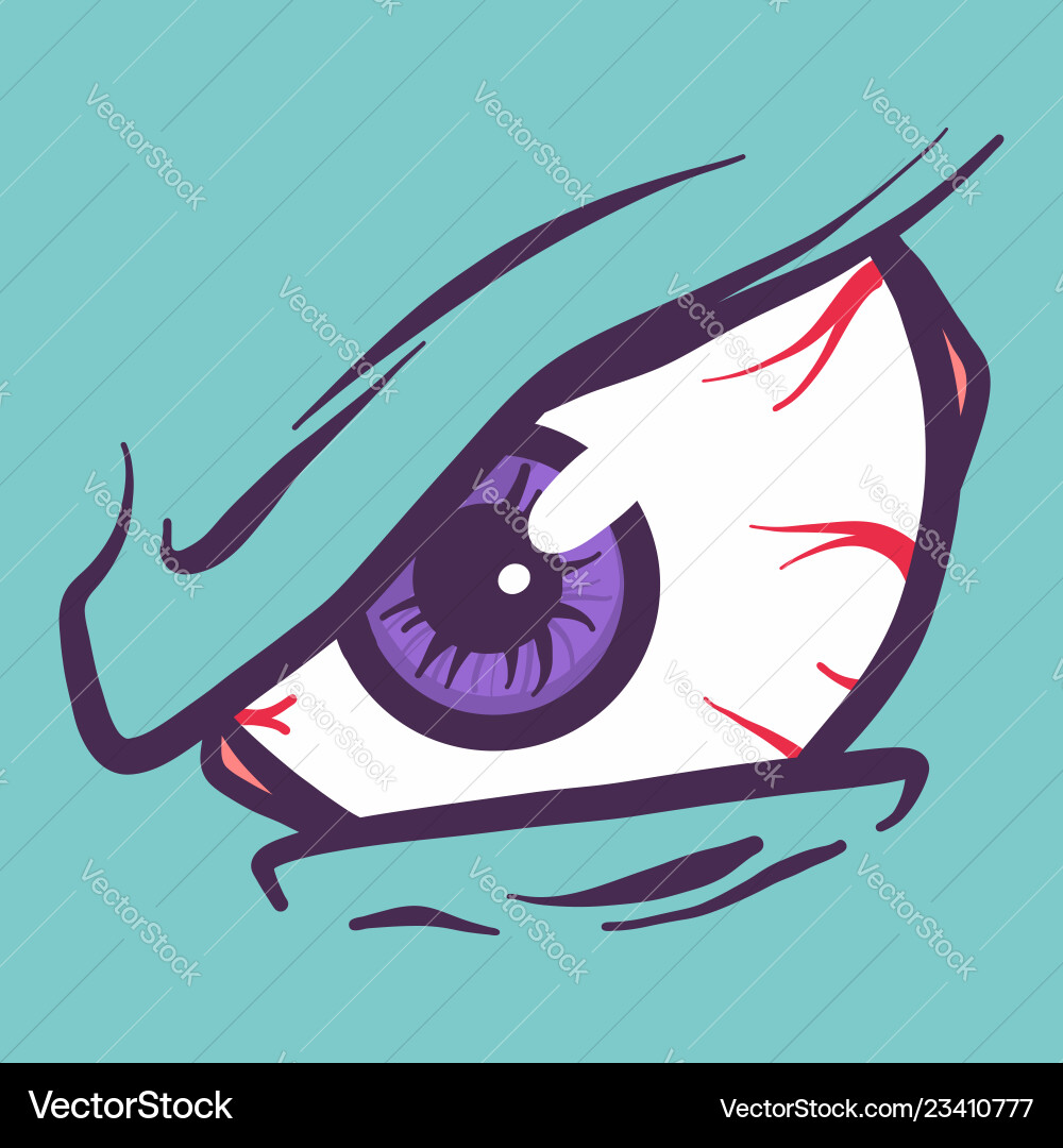 In anger eyeball icon hand drawn style Royalty Free Vector