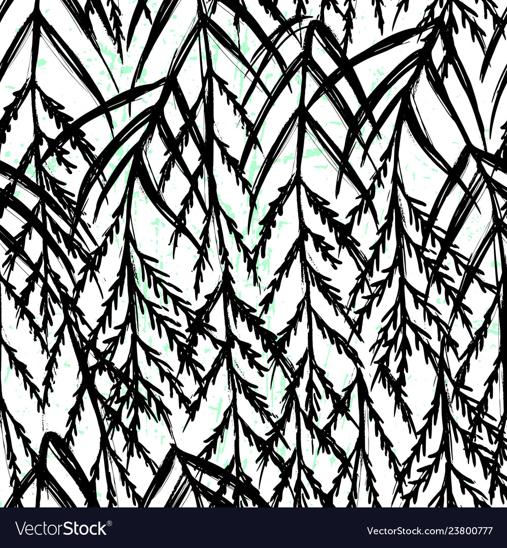 Ink hand drawn botanical seamless pattern Vector Image