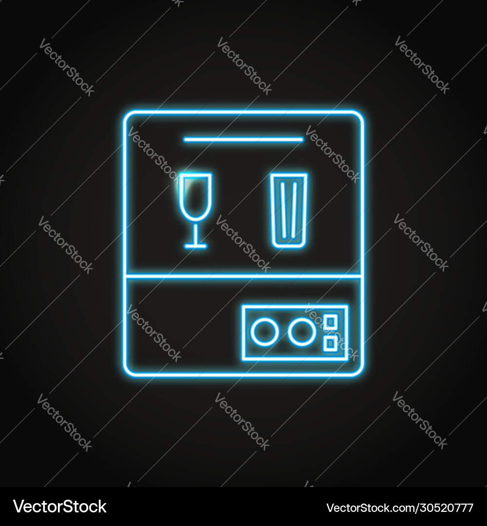 Neon dishwashing machine icon in line style Vector Image