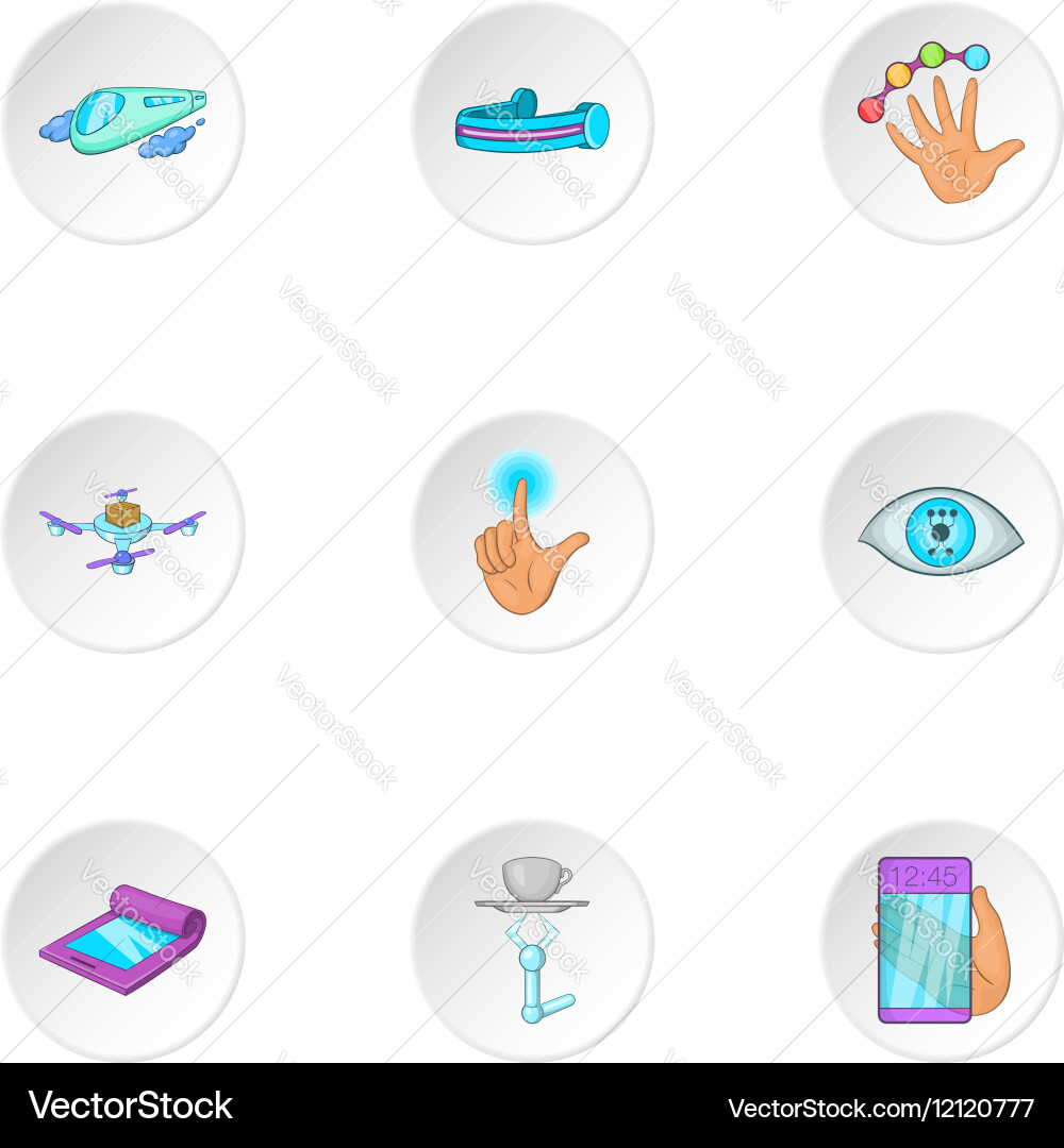 New thing icons set cartoon style Royalty Free Vector Image