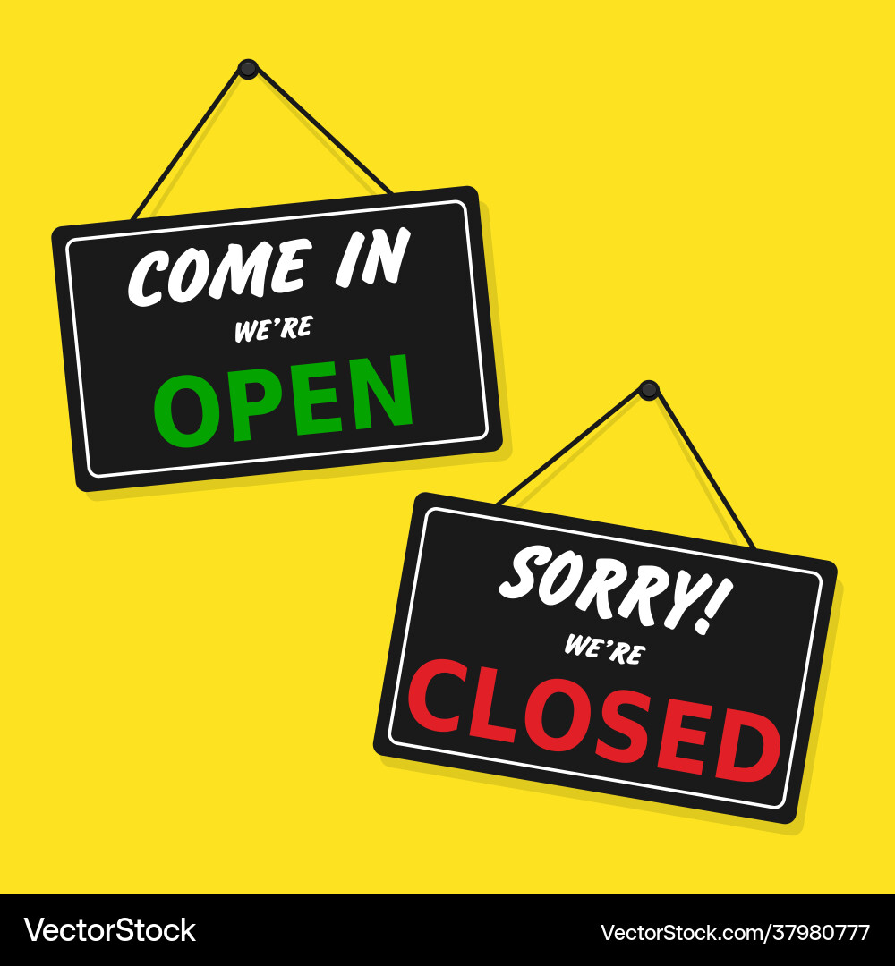 Open and close wood paint sign Royalty Free Vector Image