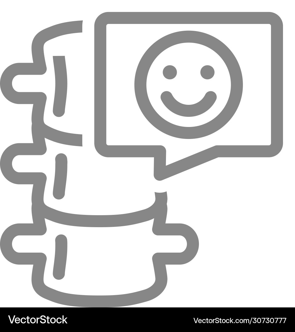 Spine with happy face in speech bubble line icon Vector Image
