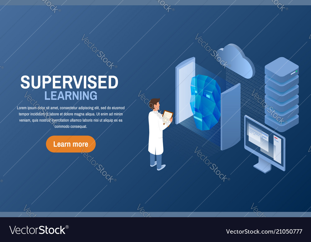 Supervised learning task concept artificial Vector Image