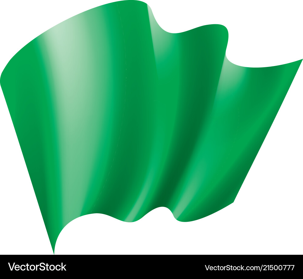 Waving the green flag on a white background Vector Image